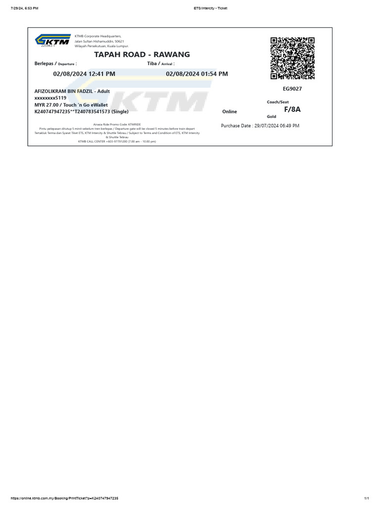 ETS - Intercity - Ticket | PDF