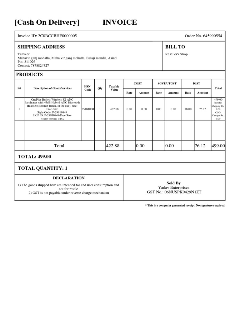 PDF 79528953 Invoice | PDF | Taxation | Payments