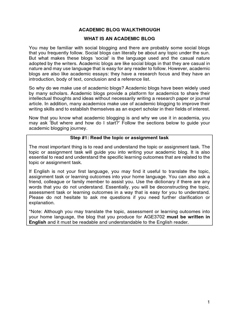 Academic Blogging Guide | PDF | Blog | Brainstorming