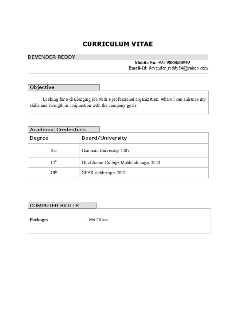 Devender Reddy's CV Overview | PDF