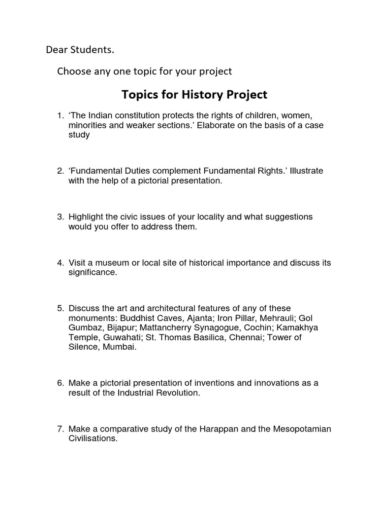 Topics for history project | PDF