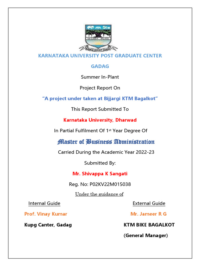 Shivu at KTM Final Report 1122 | PDF | Motorcycling