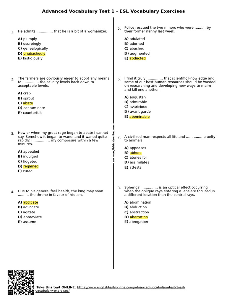 4 - Advanced Vocabulary 1, 2 | PDF | Young Adult