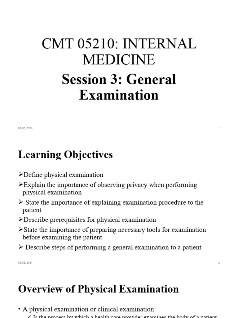 Steps for General Physical Examination | PDF | Physical Examination | Edema