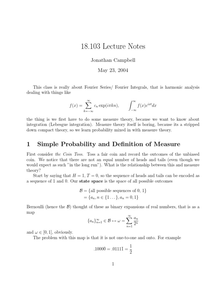 An Introduction To Measure Theory And Its Applications To Fourier