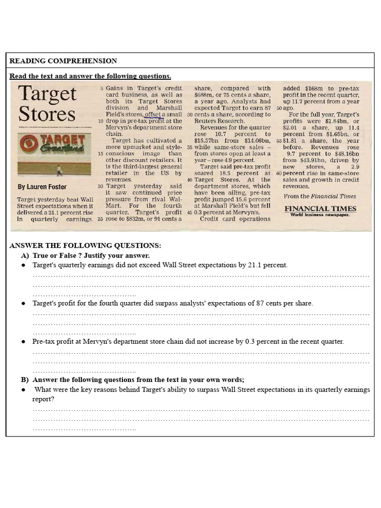 1st Year BTS READING+ WRITING | PDF | Business
