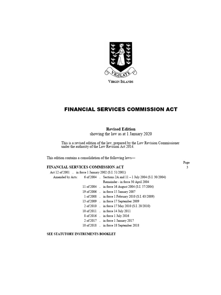 Virgin Islands Financial Services Act 2020 | PDF | License | Regulatory ...