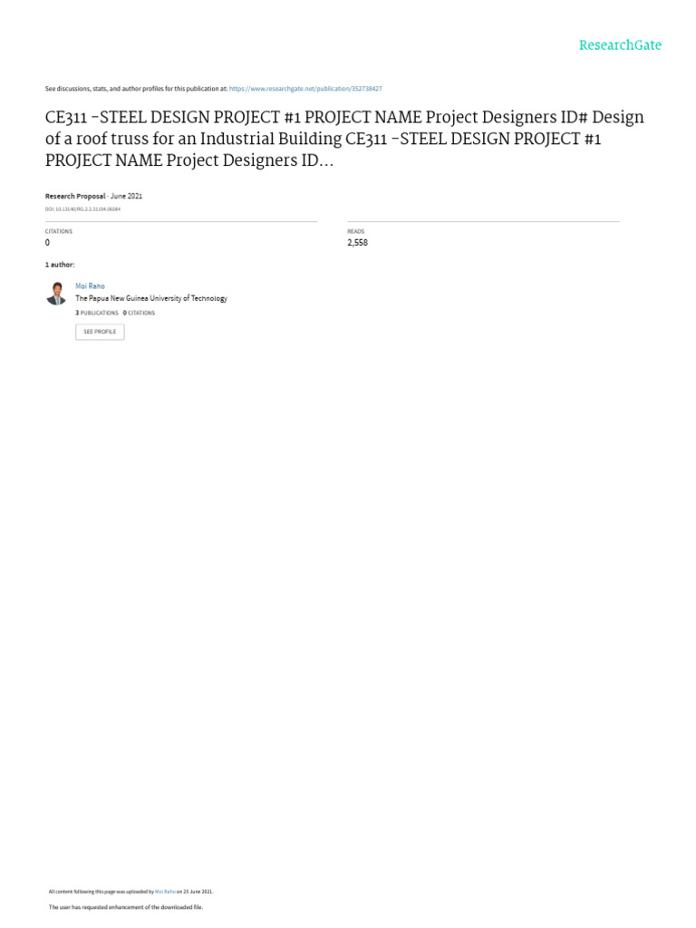 CE311 SteelDesign ProjectReport | PDF | Truss | Structural Engineering