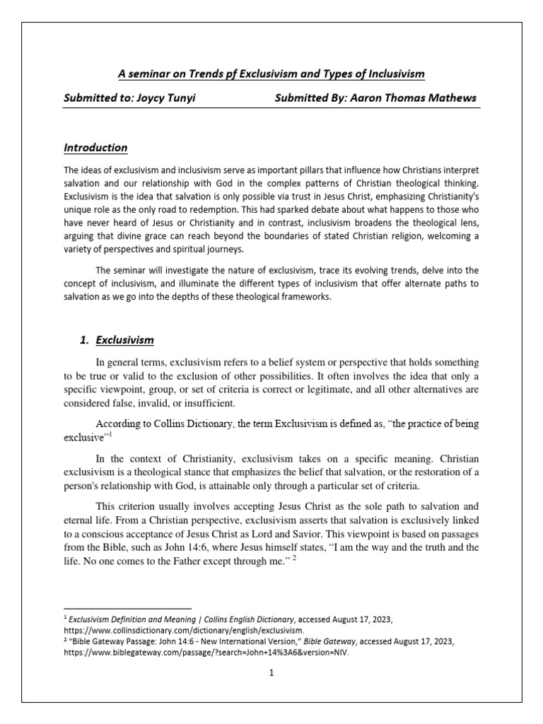 Trends of Exclusivism | PDF | Salvation | Faith