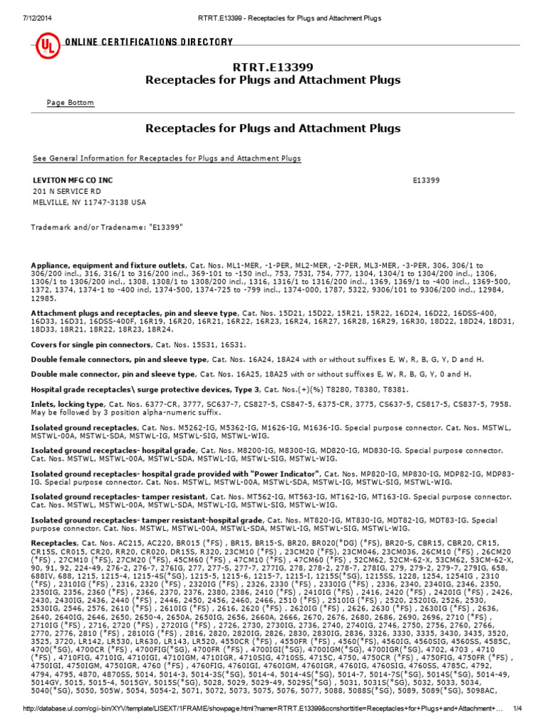 Cert 5262-Ig | PDF | Electrical Connector | Ac Power Plugs And Sockets
