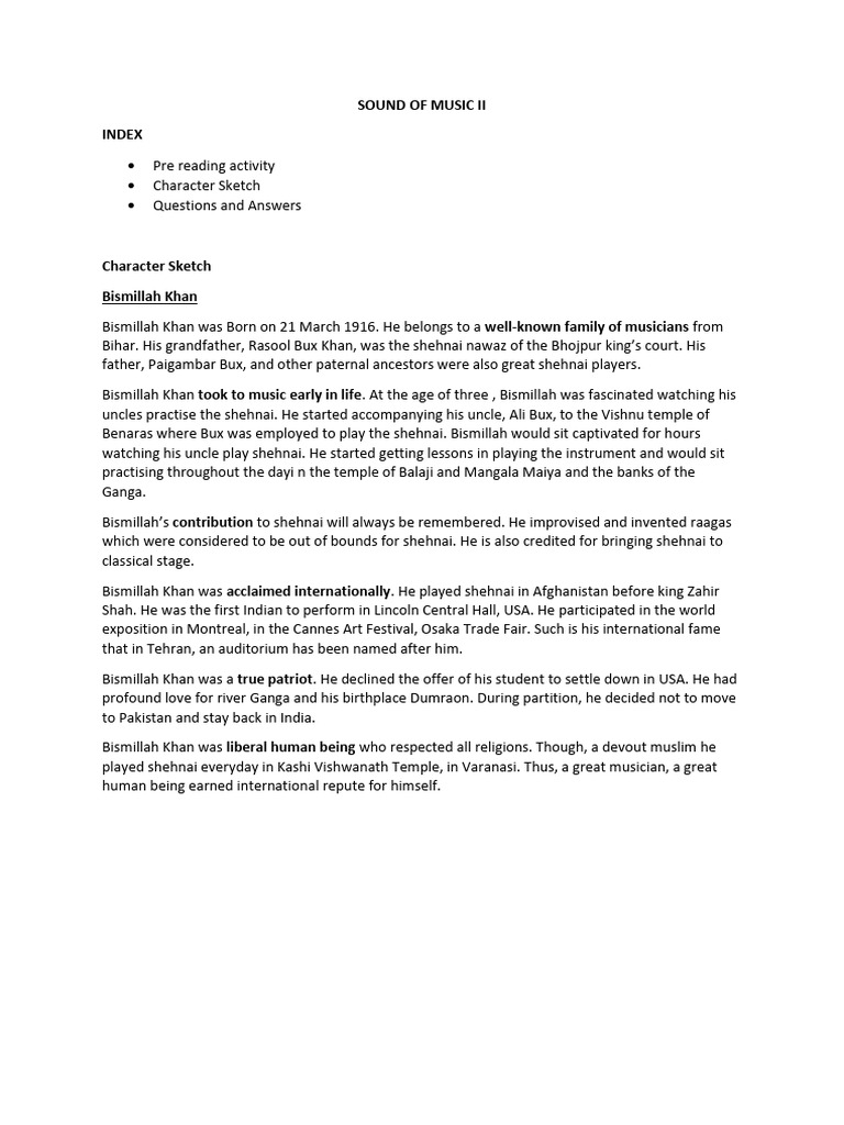 SOUND OF MUSIC II - Notes | PDF