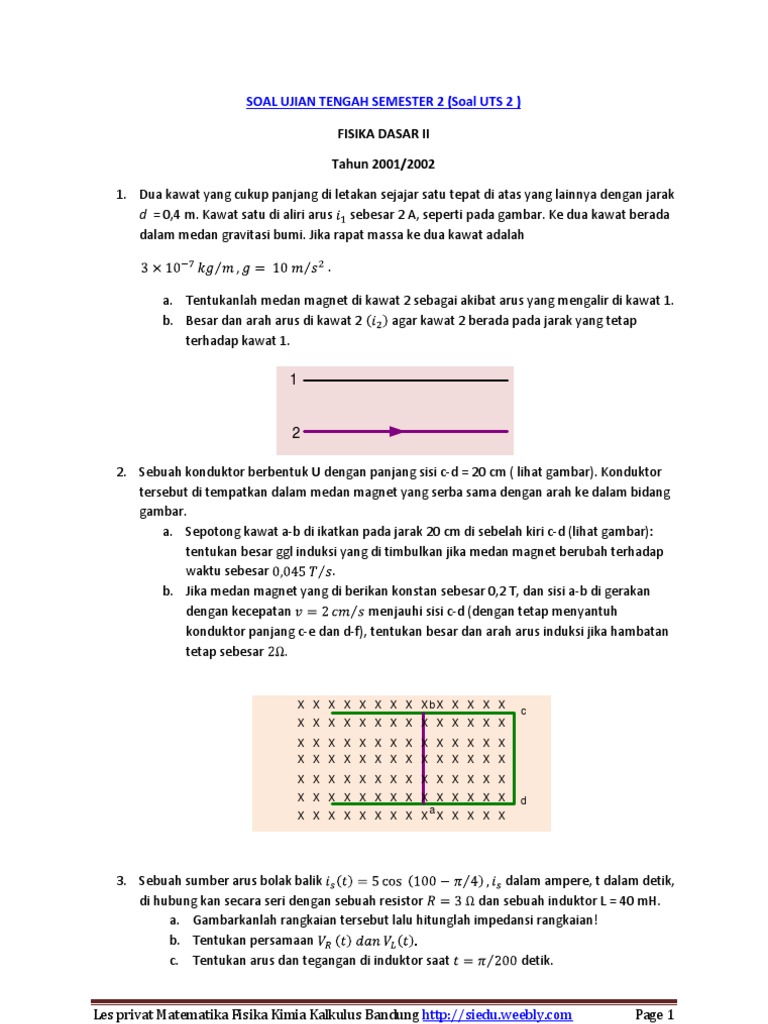 Soal Ujian Tengah Semester 2 Fisika Uts 2 0102 | PDF