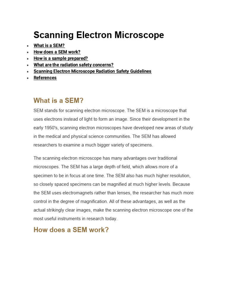 Scanning Electron Microscope Explinition | PDF | Scanning Electron Microscope | Microscope