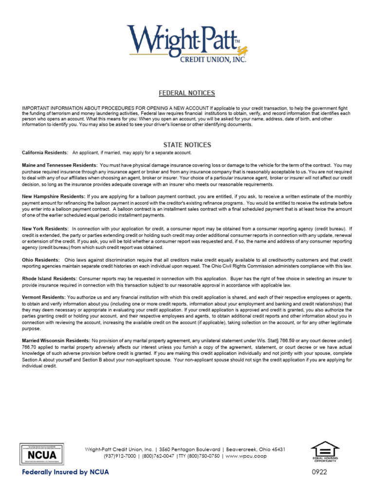 Wright-Patt Credit Union Account Procedures | PDF | Credit History | Credit