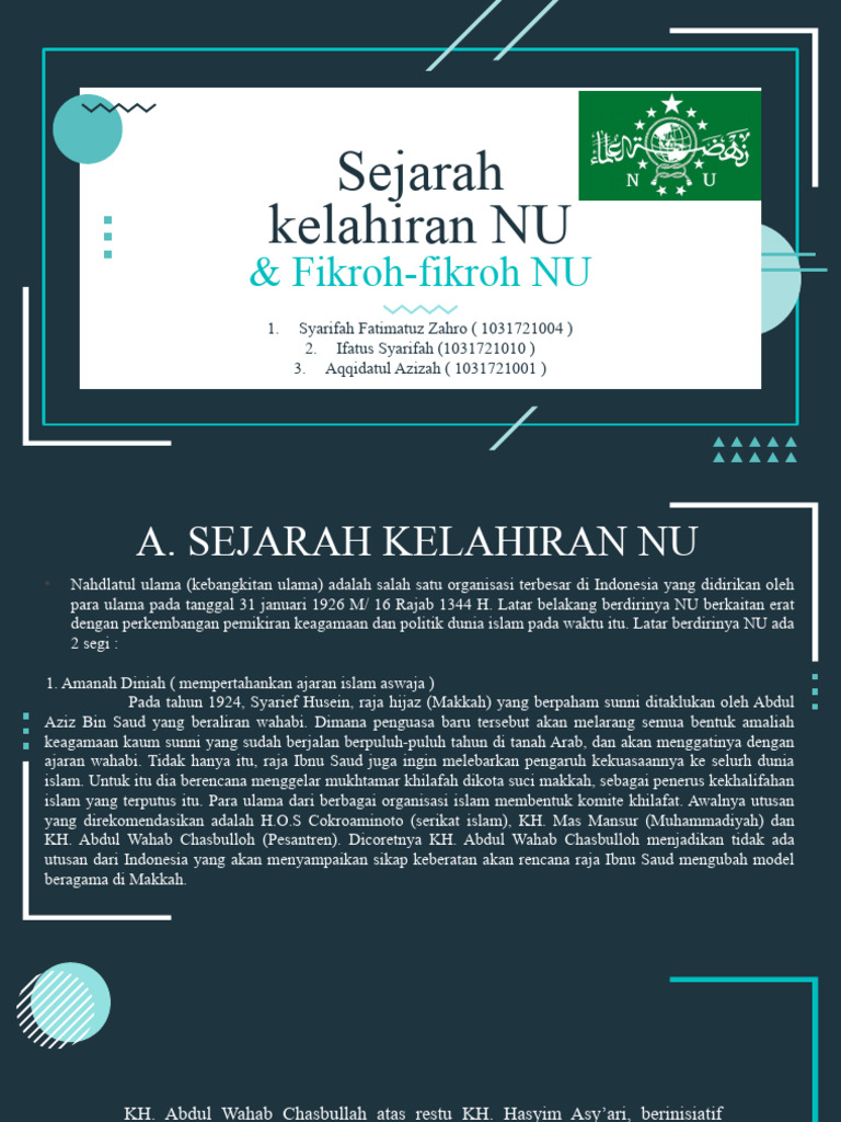 Sejarah Lahir NU & Fikroh NU | PDF