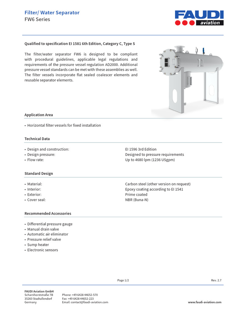 FW6 Filter/Water Separator Overview | PDF | Equipment