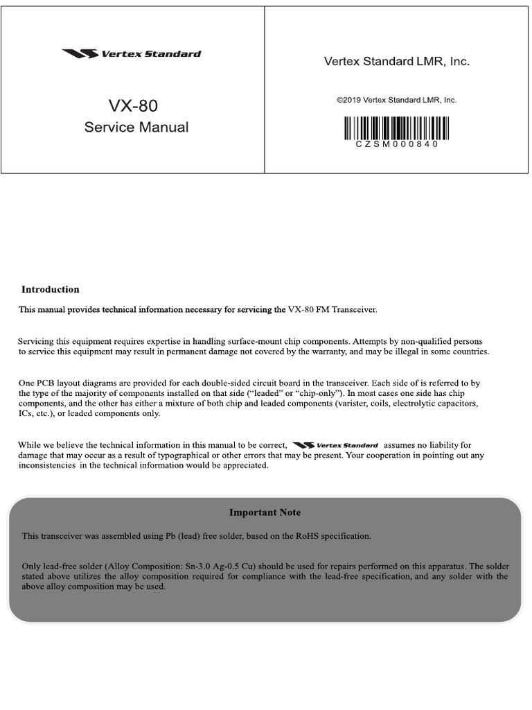 VX-80 SM CZSM000840 | PDF | Radio | Amplifier