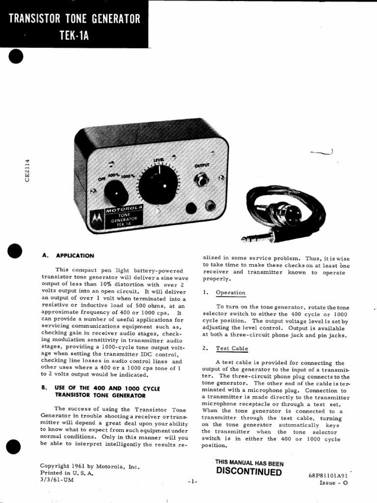 TEK-1A Operation + Service Manual 6881101A91-O | PDF