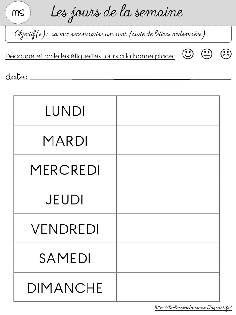LCDL - Les Jours de La Semaine | PDF | Écriture