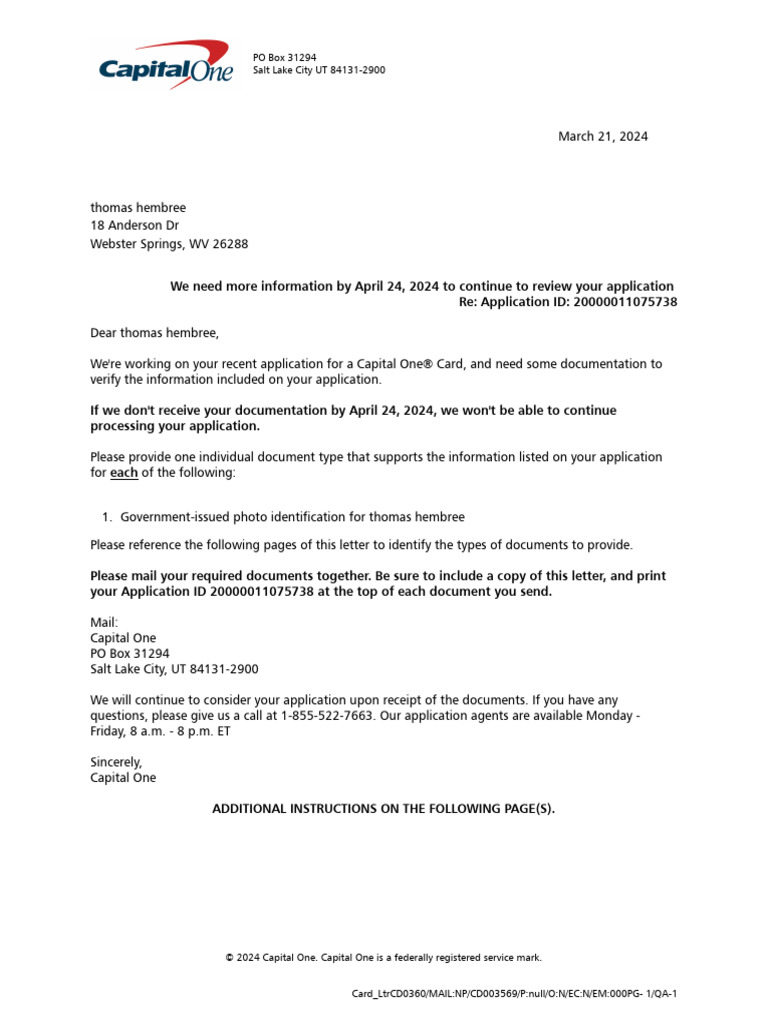 Additional Information Letter | PDF | Identity Document | Access Control