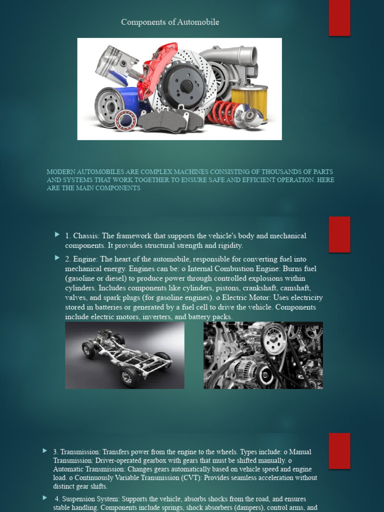 Components of Automobile | PDF | Internal Combustion Engine | Engines