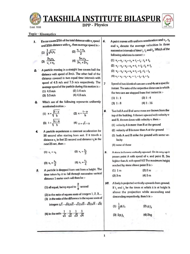 Kinematics Pdf