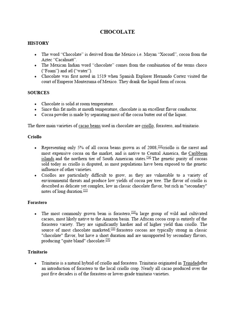 Chocolate | PDF | Chocolate | Cocoa Bean