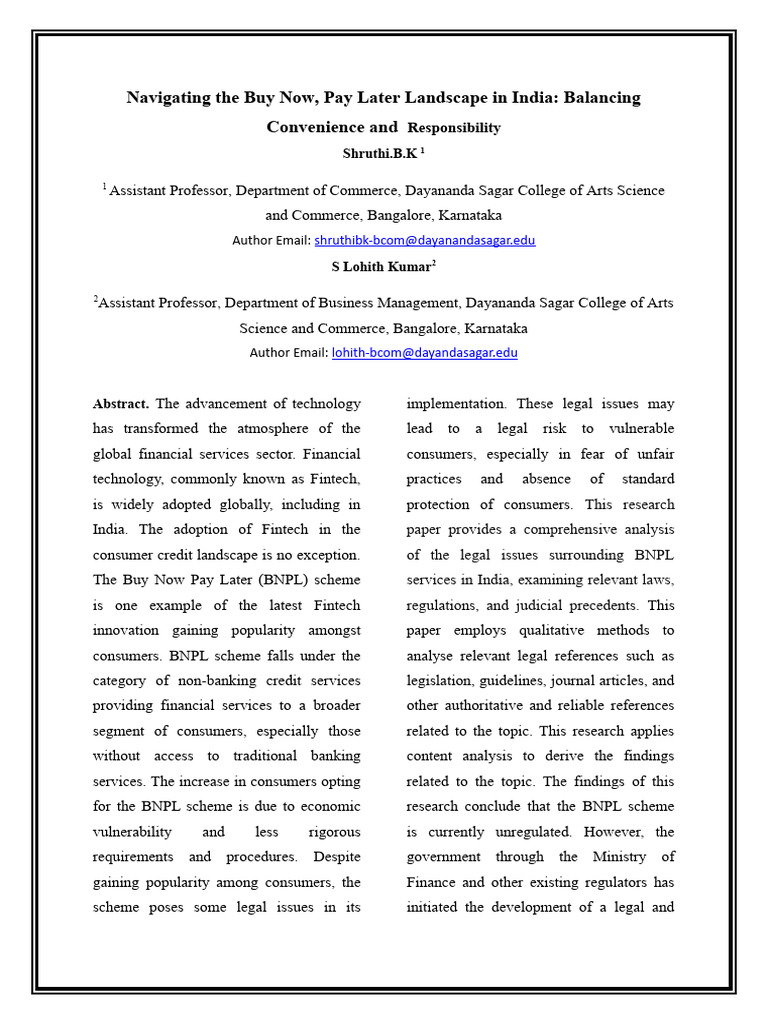 Buy Now and Pay Later Research Paper | PDF | Credit Card | Credit