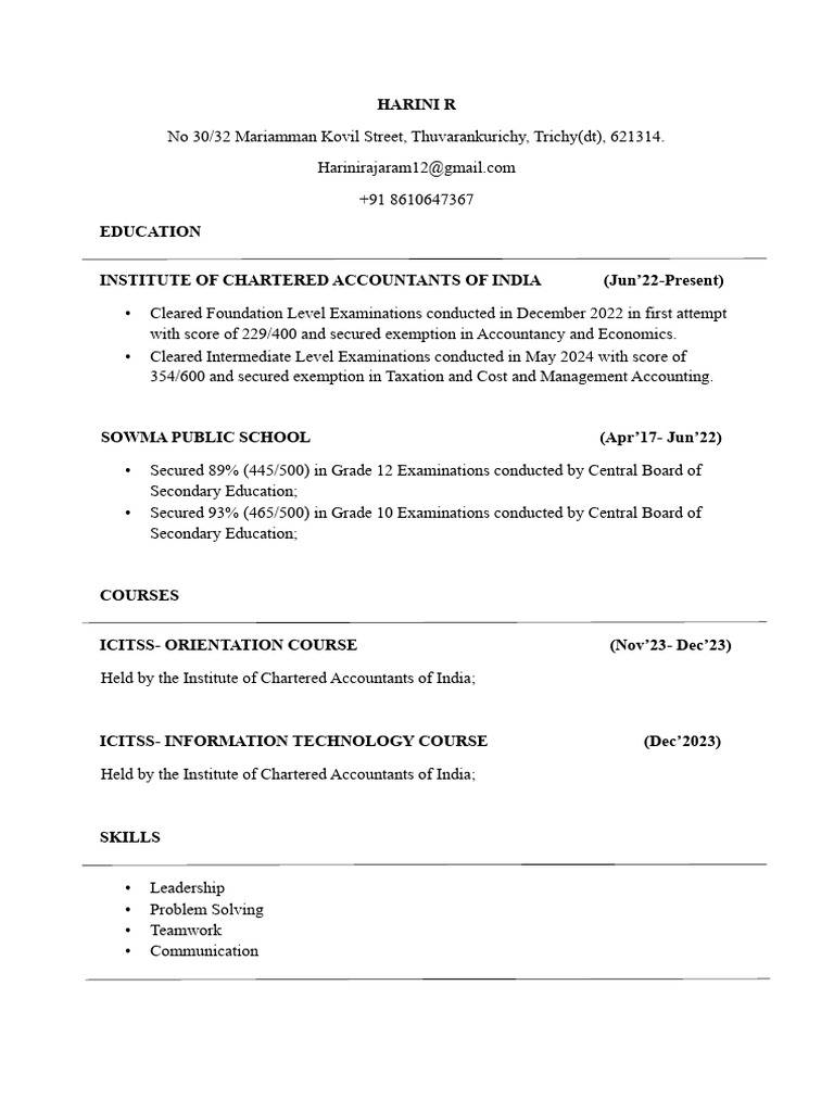 Harini Resume | PDF | Business