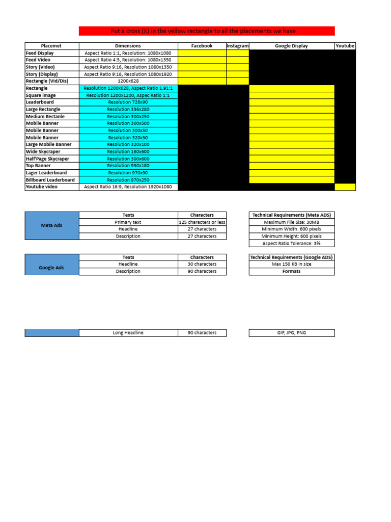 JDB Blue Print Ads - XLSX - Creative Assets | PDF | Display Resolution | Video
