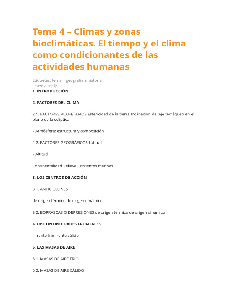Tema 4 - Climas y Zonas Bioclimáticas. El Tiempo y El Clima Como ...