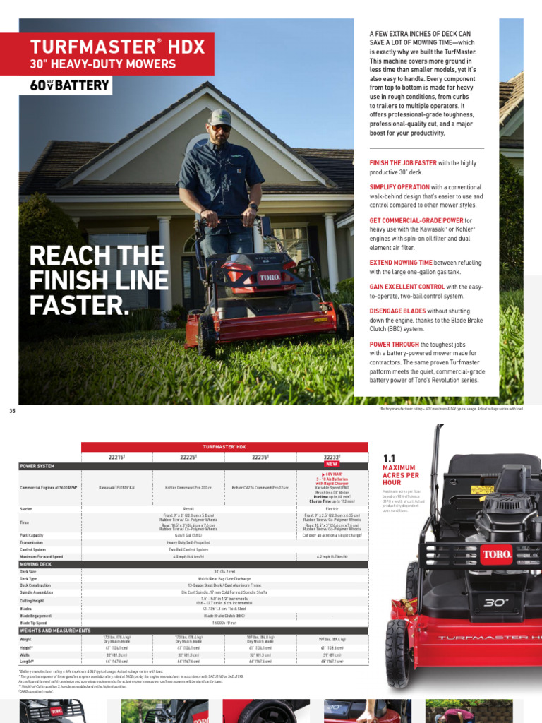 Reach The Finish Line Faster.: Turfmaster HDX | PDF | Horsepower | Clutch