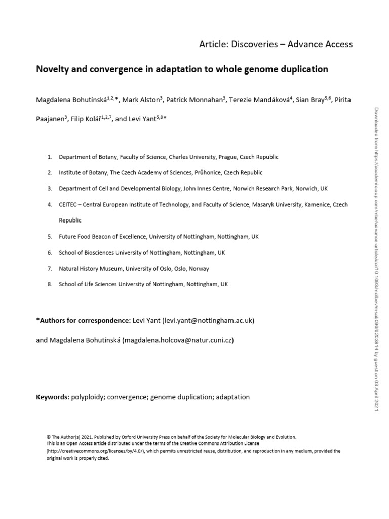 Genet Duplicacion Genoma Kollar 2021 | PDF | Gene Duplication | Meiosis