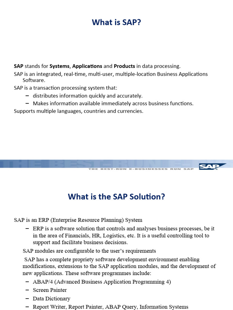 SAP Overview | PDF | Enterprise Resource Planning | Computer Science
