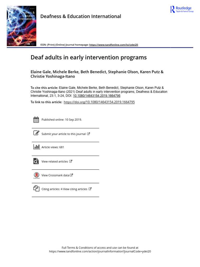 Deaf Adults in Early Intervention Programs | PDF | Survey Methodology ...