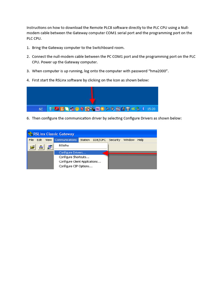 Instructions On How To Downloadthe Remote PLC8 Software Directly To The ...