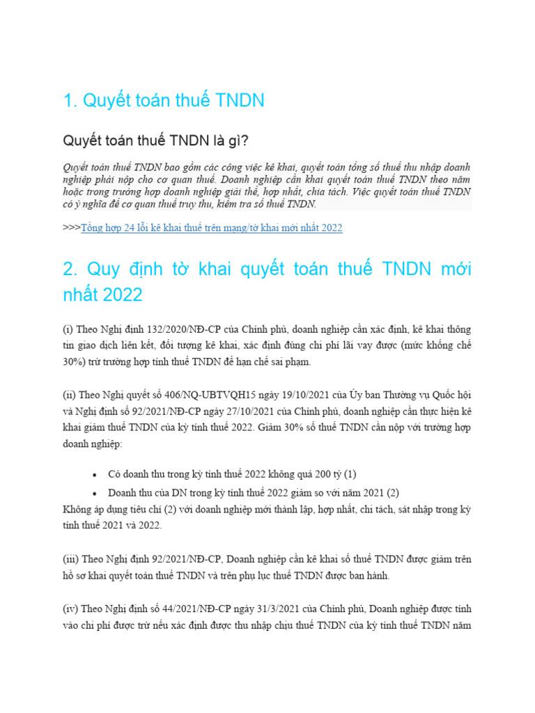 Lap To Khai Thue TNDN | PDF
