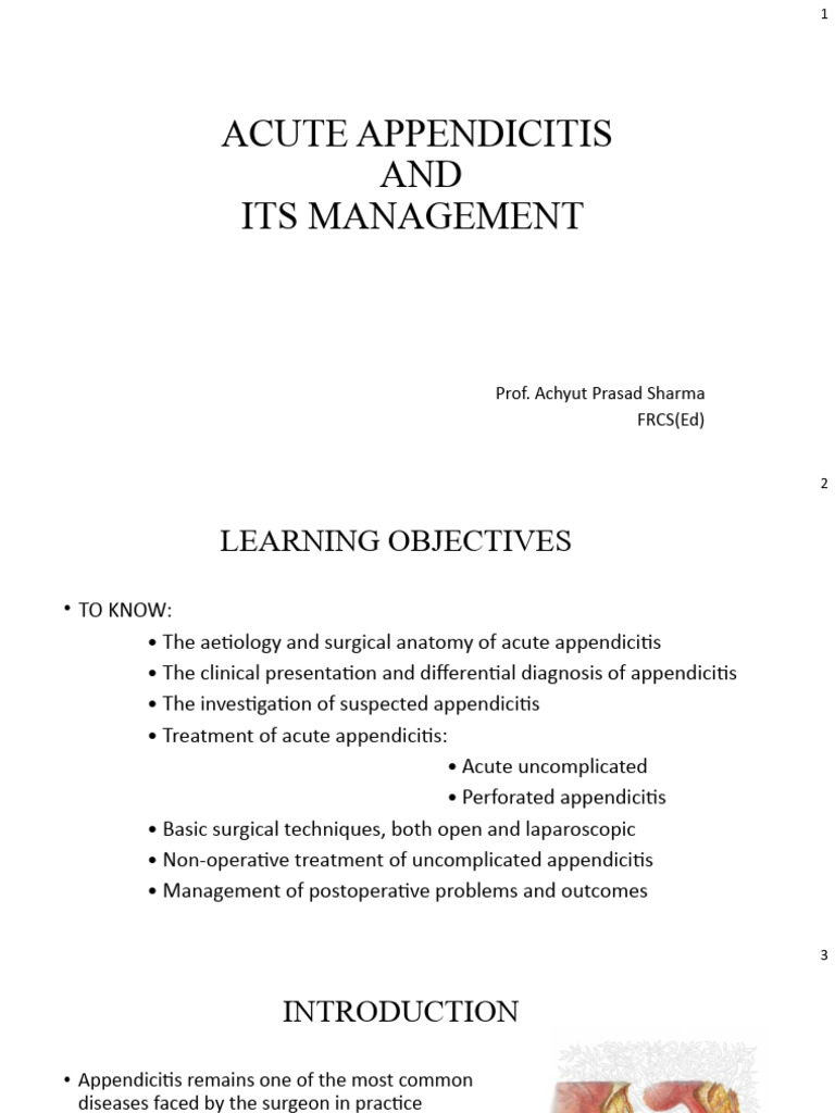 Acute Appendicitis and Its Management | PDF | Medicine | Gastroenterology