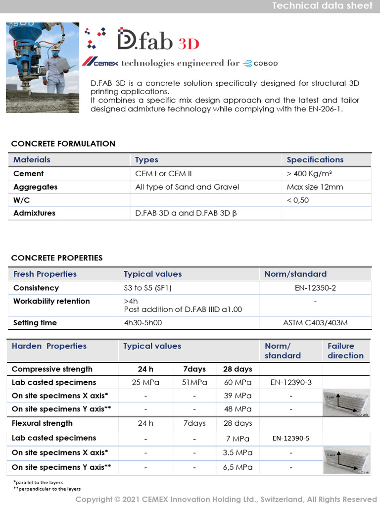 2021-07-16 - CEMEX - COBOD Technical Datasheet - v2 | PDF | Concrete ...