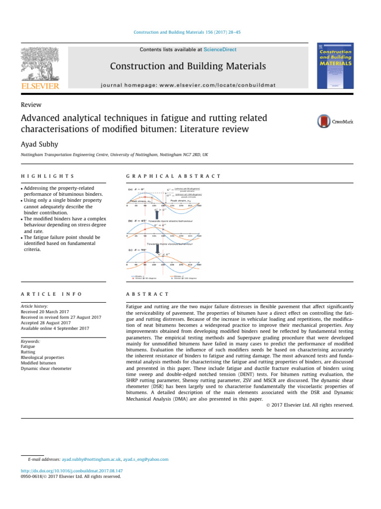 Advanced Analytical Techniques in Fatigue and Rutting 2017 Construction and | PDF | Fracture ...