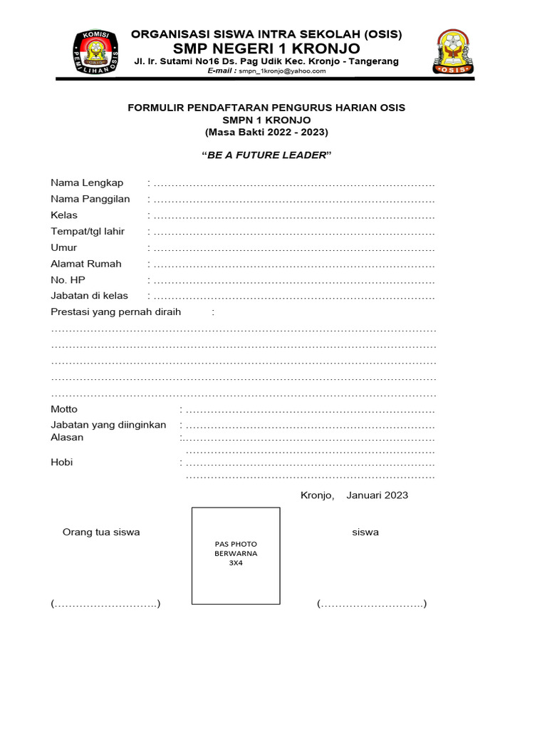 Formulir Harian Osis | PDF