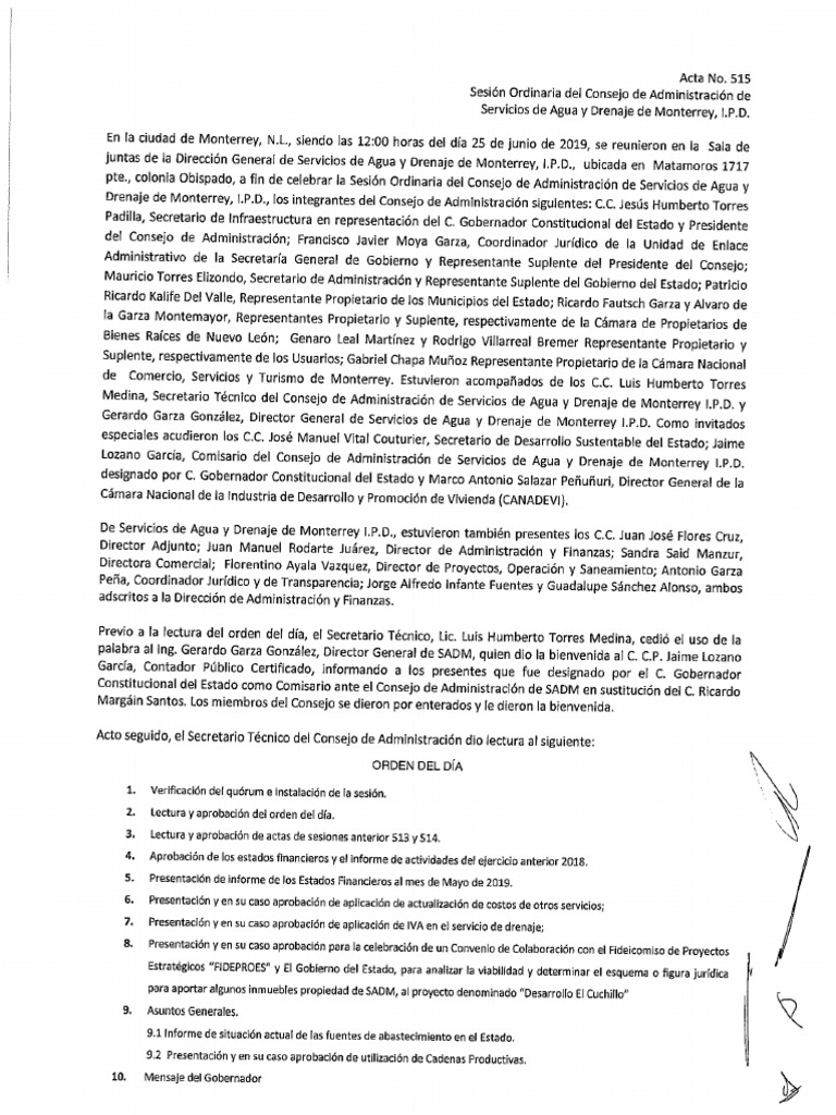 Acta CA 515 20190625 - Actualizacion Cuotas Por Servicios | PDF