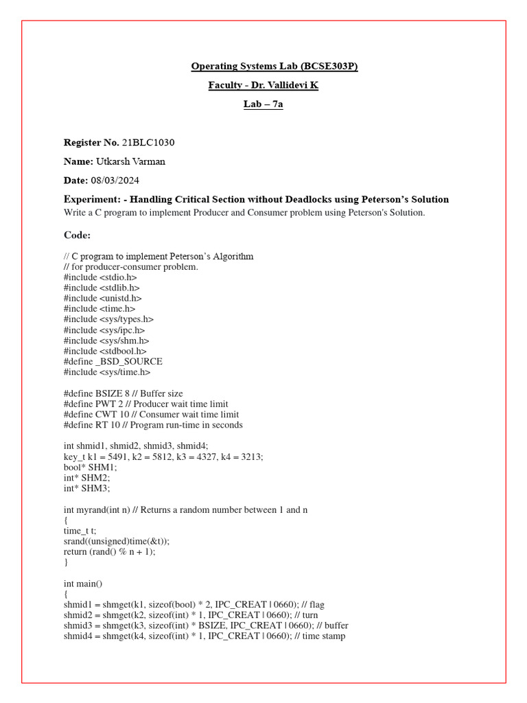 Peterson Deadlockavoidance | PDF | Computer Engineering | Concurrency (Computer Science)