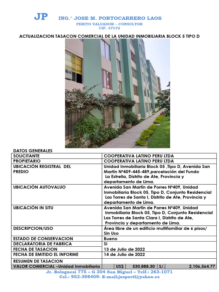 Tasacion Comercial Inmobiliaria Block 5 Tipo D | PDF | Valoración ...