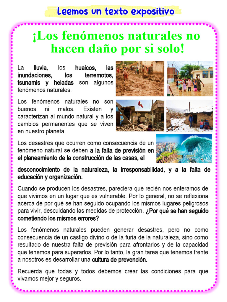 FICHA LEEMOS UN TEXTO FENOMENOS NATURALES (1) | PDF