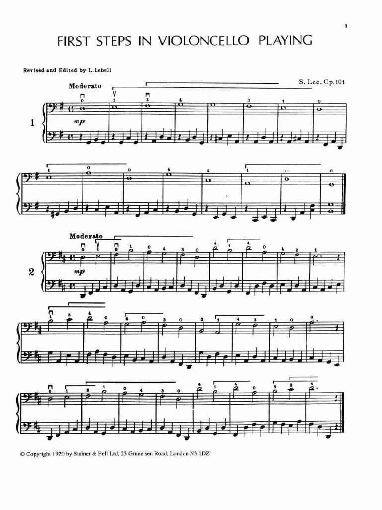 First Steps For Cello by Lee | PDF