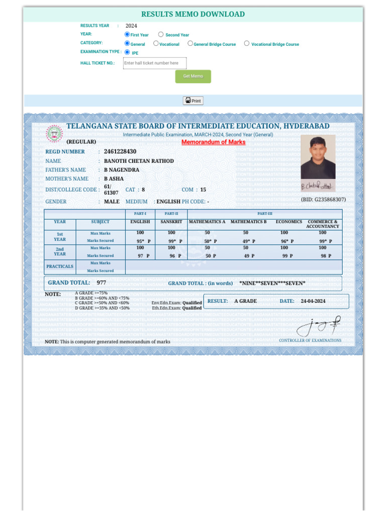 2024 Intermediate Second Year Memo | PDF