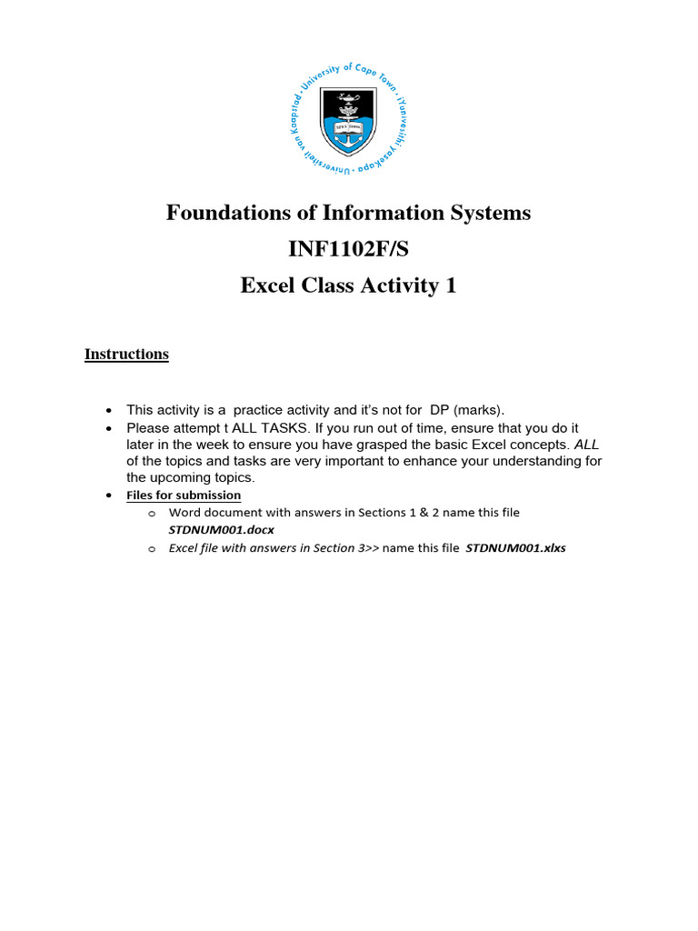 Excel Class Activity 1 | PDF | Microsoft Excel | Worksheet