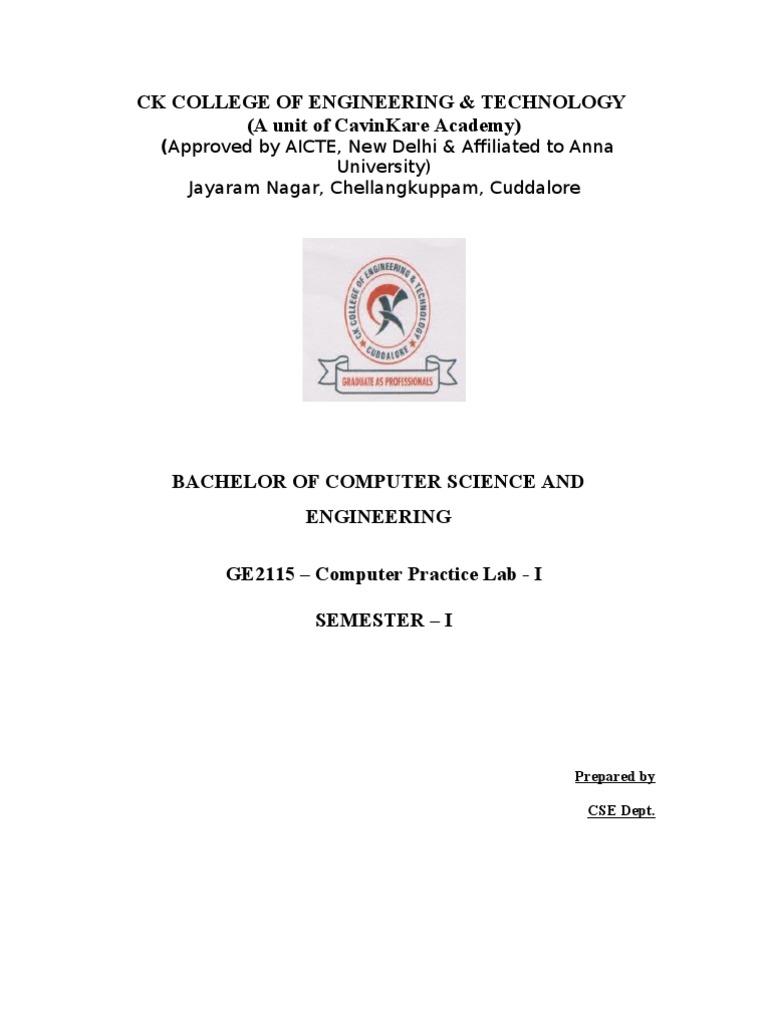CK College of Engineering & Technology (A Unit of Cavinkare Academy ...
