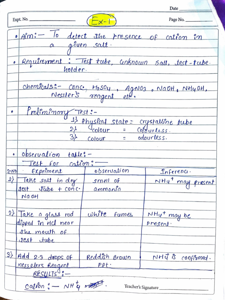 Experiments Chemistry XII | PDF